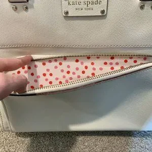 kate spade | Bags | White Leather Kate Spade Satchel Purse Handbag ...